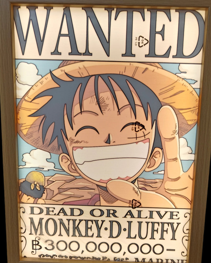 One Piece - Luffy Wanted Poster Light Up Frame Art Portrait – Flying ...